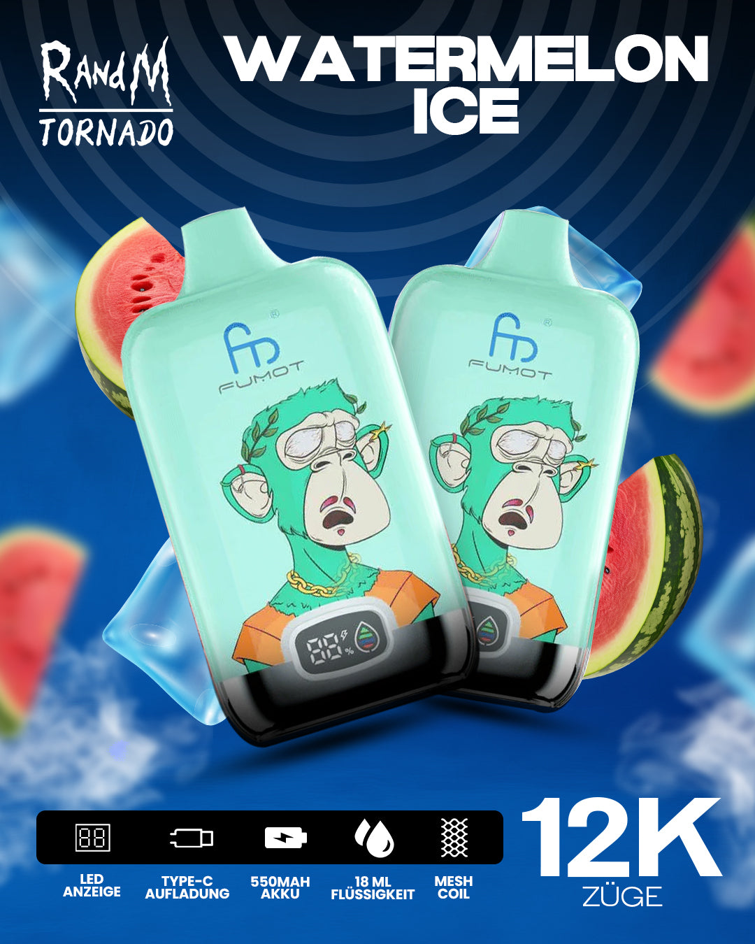 RandM Tornado 12000 Vape - Watermelon Ice